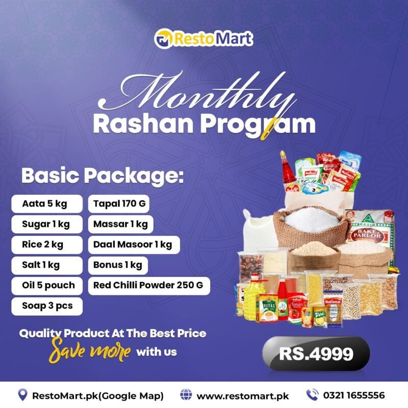 Monthly Basic Ration Packages in Pakistan – Rs. 4,999 Only | RestoMart